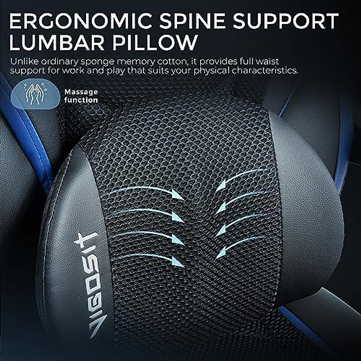 Vigosit Gaming Chair PRO- Gaming Chair with Footrest, Mesh Gaming Chair for Heavy People, Ergonomic Reclining Gamer Computer Chair for Adult, Big and Tall Office PC Chair Gaming (Black Blue)