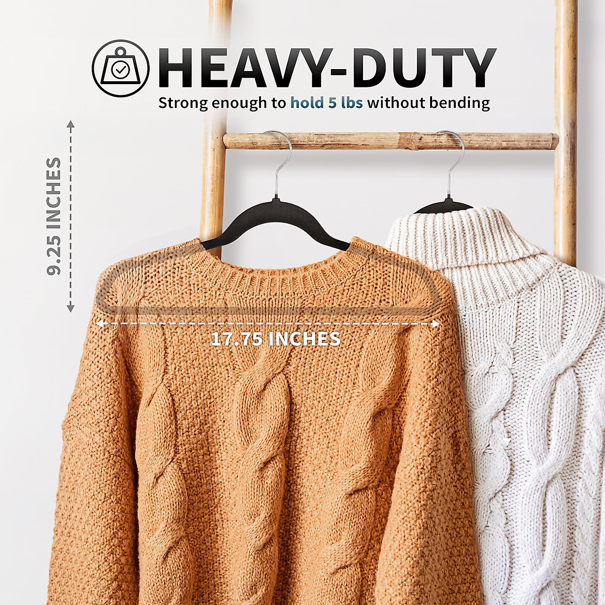 Sunbeam Sunbeam Slip-Proof Snag-Free Ultra Slim Velvet Hanger with Rotating Steel Hook (Pack of 10) (Black, 10 Pack)