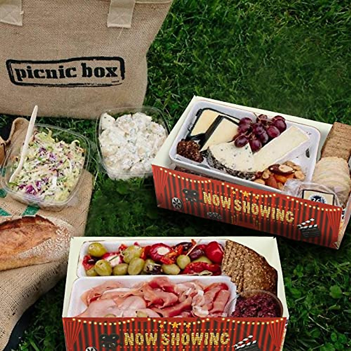 30 Pcs Movie Night Snack Trays 4 Corner Food Boxes Movie Night Party Supplies Paper Food Trays Cinema Party Favors Disposable Food Holders for Popcorn Nacho Theater Snack