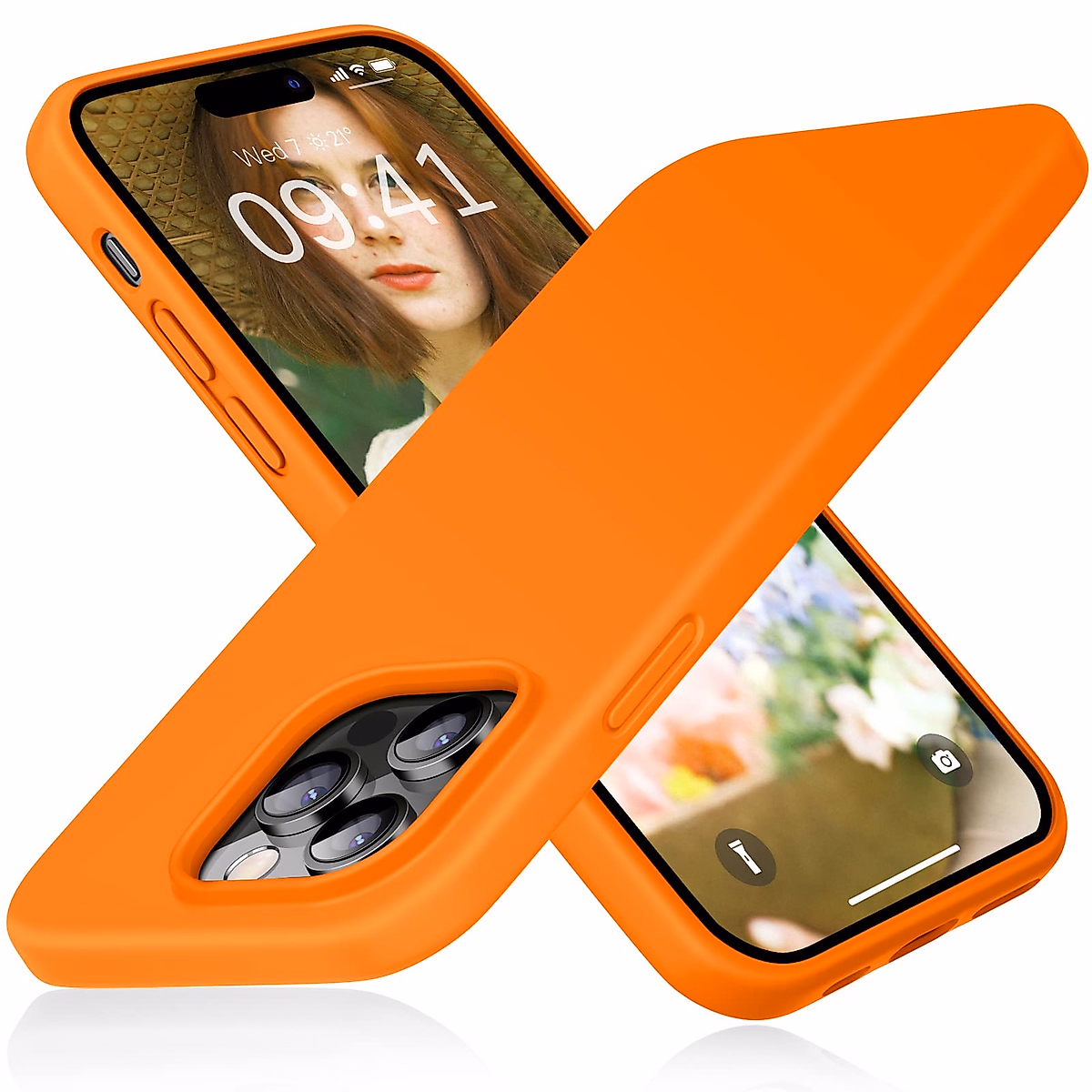 DTTO Compatible with iPhone 14 Pro Max Case, Ultra Slim Soft Premium Liquid Silicone [Military Grade Drop Protection] Full-Body Protective Bumper Phone Case for iPhone 14 Pro Max 6.7"(2022)- Orange