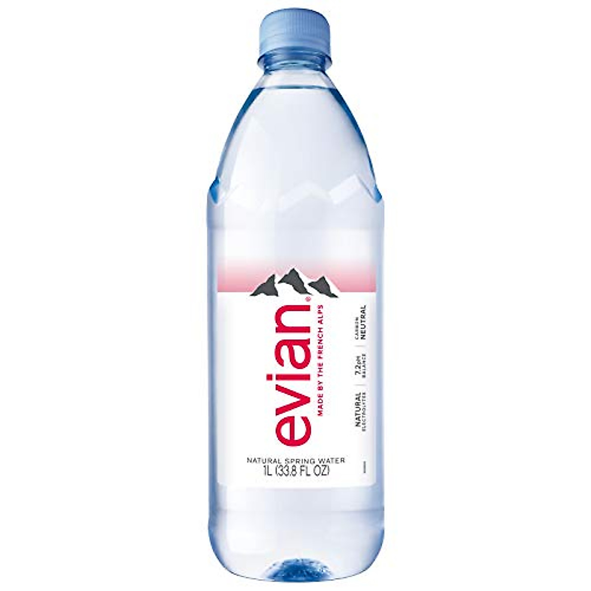 evian Natural Spring Water, PH Balanced with Natural Electrolytes, 33.8fl oz./1L Bottles (pack of 12)