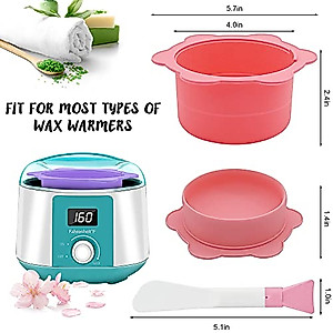 Winceed 2pcs Silicone Wax Warmer Bowl, Reusable Wax Warmer Silicone Liner with 2pcs Spatulas, Wax Pot Silicone Bowl Replacement Fit for 16oz Waxing Kit (Purple+Pink)