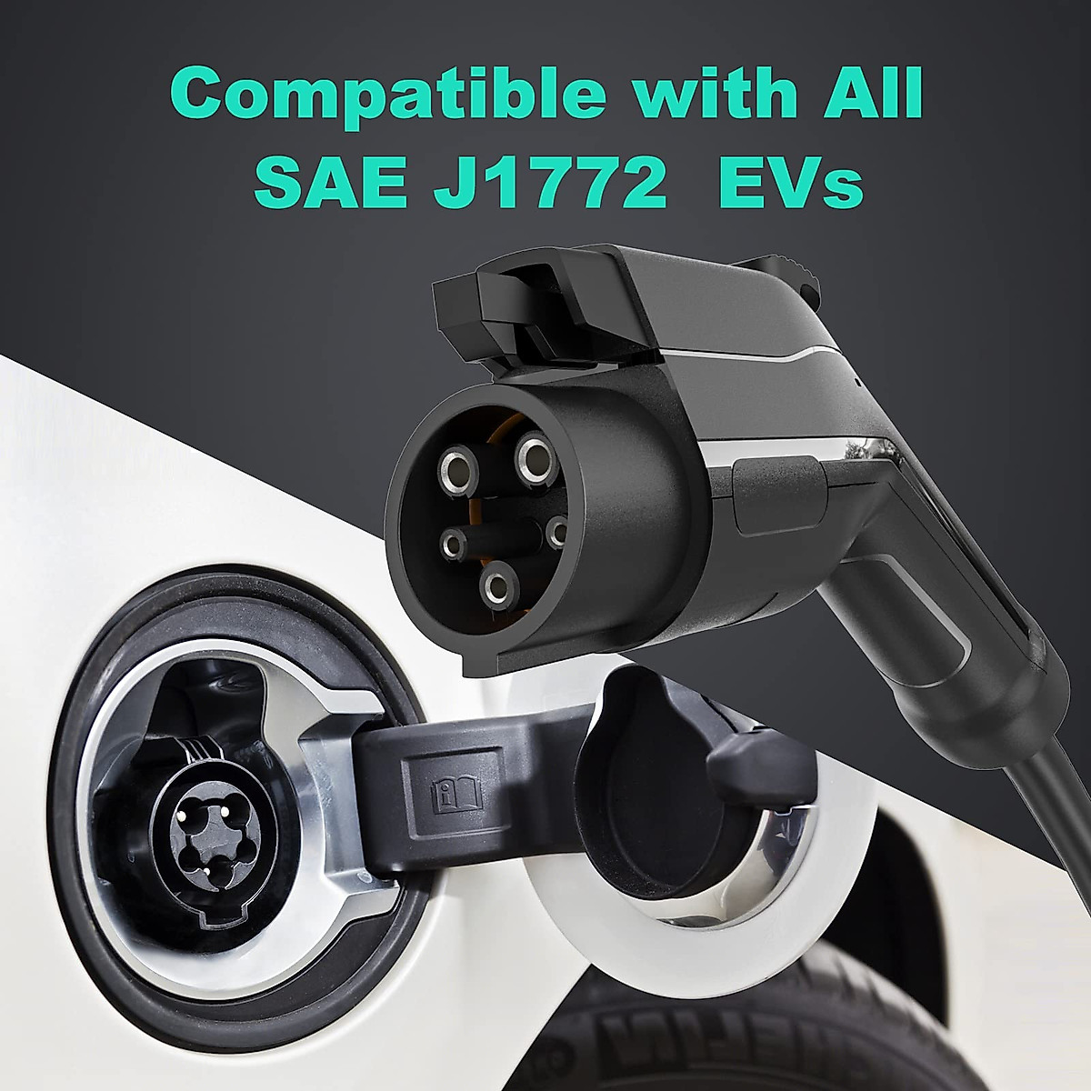 MAX GREEN Speeder Level 2 EV Charger, Adjustable Current (10A/16A/20A/24A/32A) Portable EVSE, 240V 25ft NEMA 6-50 Electric Vehicle Charging Station