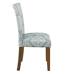 HomePop Parsons Classic Upholstered Accent Dining Chair,Set of 2, Blue and Cream Medallion