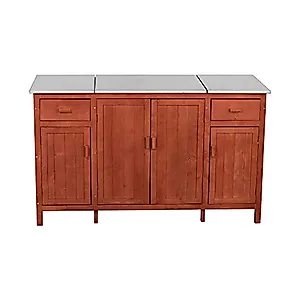 Leisure Season BS1536-M Buffet Server Compartment Outdoor-Kitchen-Cooler-Bins, Medium Brown