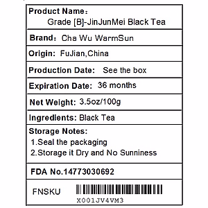 Cha Wu-[B] JinJunMei Black Tea3.5oz/100g,Chinese Loose Leaf Tea,WuYi Mountain,FuJian China