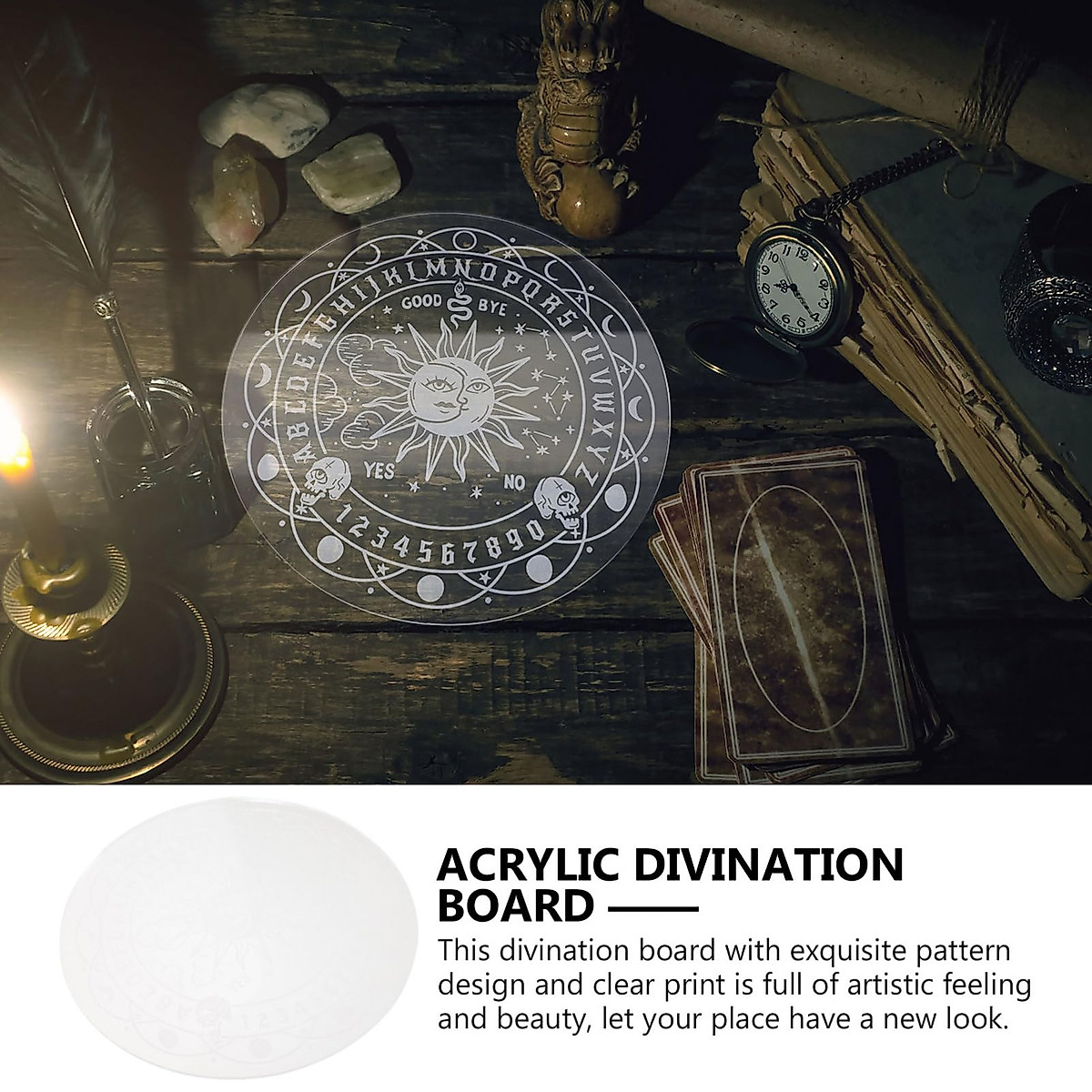 OSALADI 2pcs Pendulum Dashboard Metaphysical Message Board Dowsing Divination Board Portable Divination Board Divination Accessory Crystals for Crafts Pendulum Board Acrylic Skeleton Tool