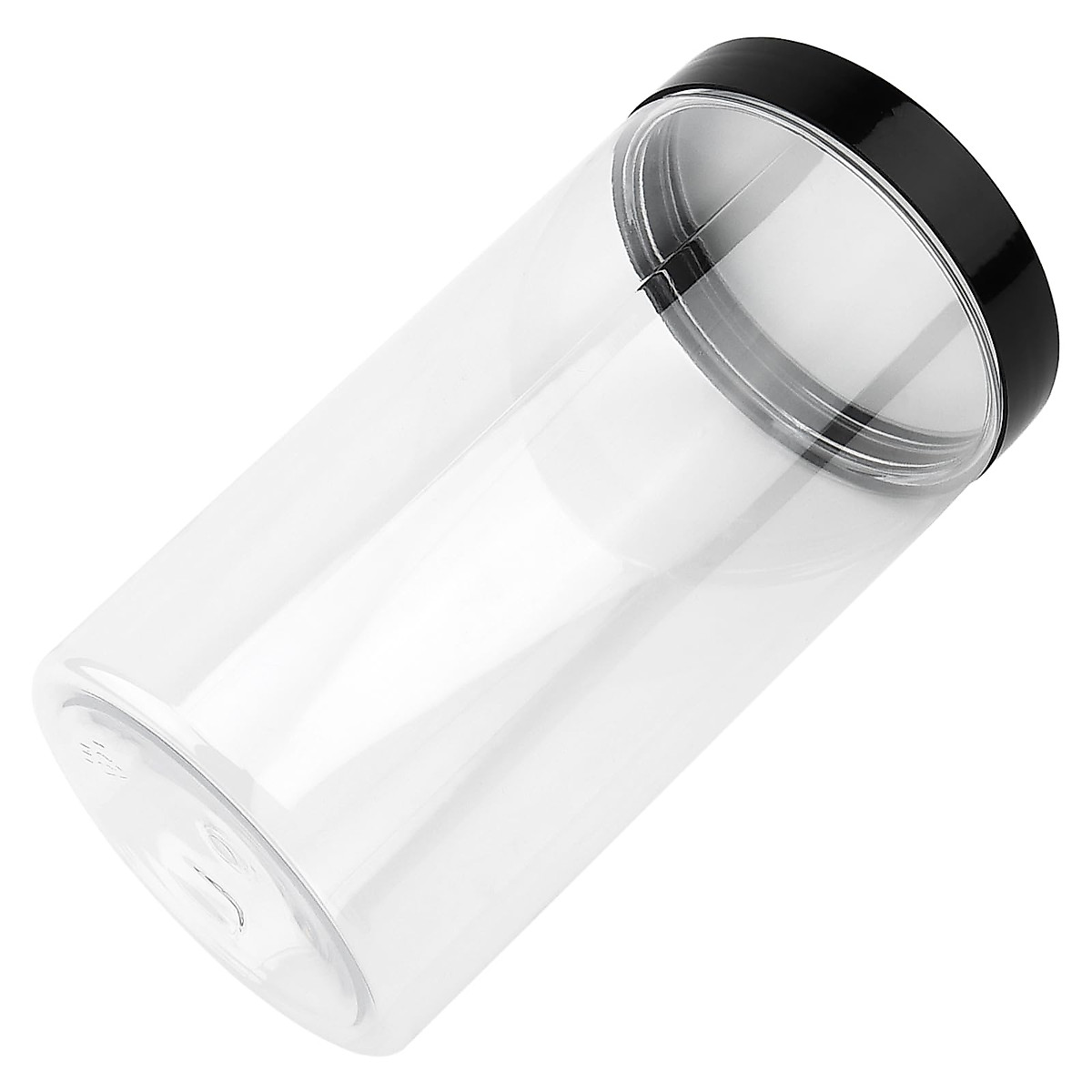 MOUYAT 8 Pack 32oz 1000ml Clear Plastic Storage Jars with Black Lids, 1L Empty Round Plastic Jars, Wide Mouth Food Storage Containers Refillable Jars for Kitchen Storage, Spice, Candy