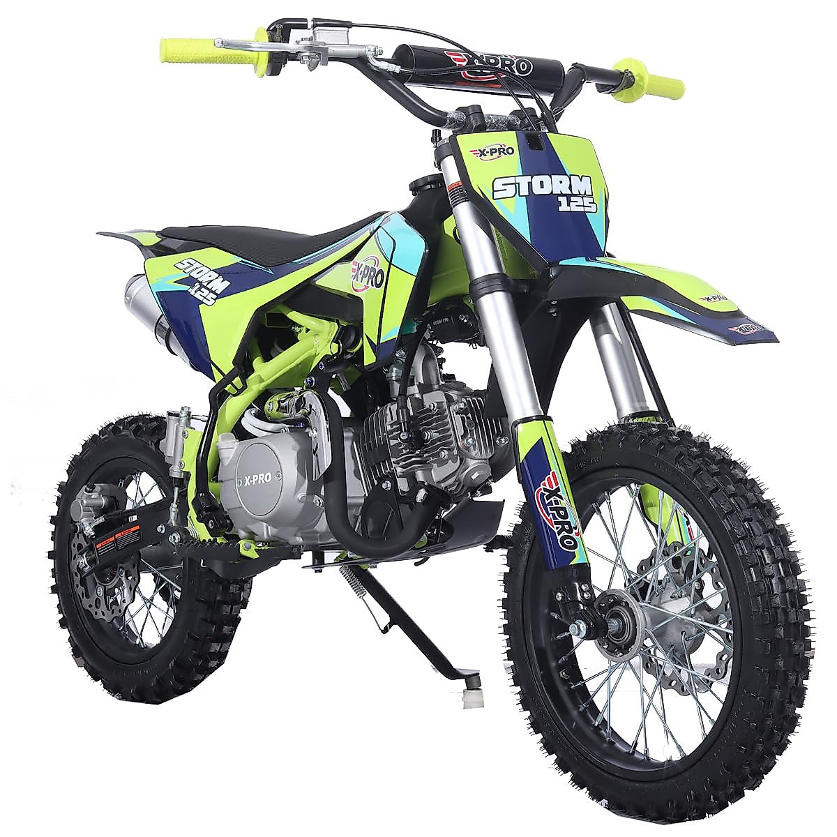 X-PRO 125cc Kids Dirt Bike Pit Bike Youth Dirt Pit Bike with 4-Speed Semi-Automatic Transmission, Big 14"/12" Tires! (Green)