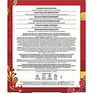 Burt's Bees Christmas Gifts, 3 Body Care Stocking Stuffers Products, Hydration Station Set - Unscented Lip Balm, Gentle Cream Cleanser & Aloe Shea Butter Body Lotion