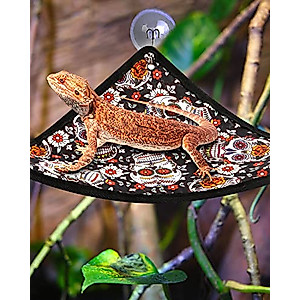 Abizoo Bearded Dragon Hammock, Skull Theme Reptile Lizard Lounger, Punk Style Chameleon Tank Accessories for Leopard Gecko Iguana Snake Frog Hermit crab Halloween Decor