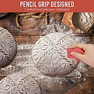 MEKER Bread Lame, Upgraded Magnetic Dough Scoring Tool with 10 Razor Blades for Sourdough Bread Baking & Making, Includes Scoring Patterns Booklet, Red