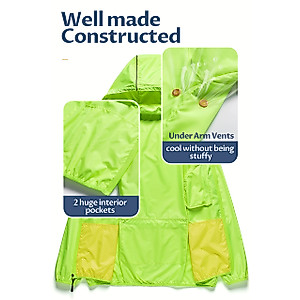 CREATMO US Mens Waterproof Windbreaker Rain Jacket Lightweight Hooded Raincoat Water Resistant Cycling Jackets Yellow 3XL