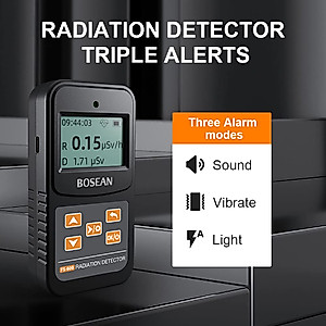 Geiger Counter Nuclear Radiation Detector Dosage Alarm Professional High Accuracy Radioactive Detector Meter Beta Gamma X Ray Data Tester Marble Dosimeter (Black)
