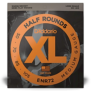 D'Addario XL Half Rounds Bass Guitar Strings - ENR72 - Long Scale - Medium, 50-105