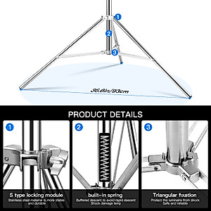SUPON 2 Packs Stainless Steel Light Stand 110" /2.8m, Spring Cushioned Heavy Duty Tripod Stand with 1/4-inch to 3/8-inch Universal Adapter for Photography Studio Monolight Softbox Reflector Portrait
