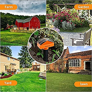 Phosooy Solar Mole Repellent, 4 Pack Gopher Sonic Spikes, Waterproof Rodent Deterrent Devices to Get Rid of Moles in Your Yard Garden Lawn Home Outdoor