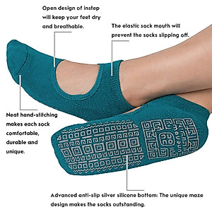 unenow Non Slip Grip Yoga Socks for Women with Cushion for Pilates, Barre, Home