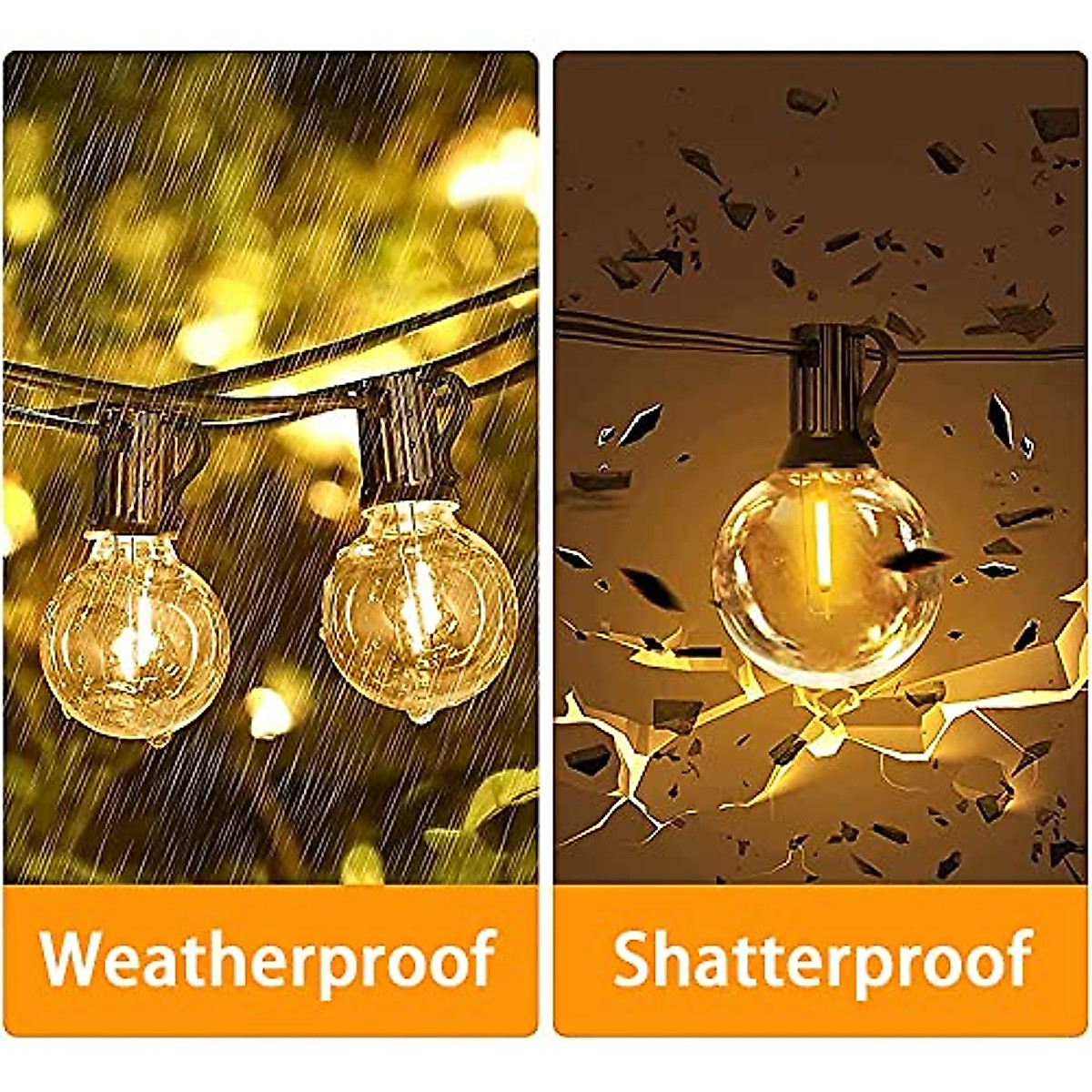 Afirst LED Outdoor String Lights 50FT with 52 Bulbs Shatterproof Weatherproof Globe String Lights for Patio Backyard Garden Party Lighting