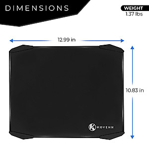 KOVEHN Dual-Sided Aluminum Hard Mouse Pad (L) - Non-Slip Silicone Feet - Strong and Durable Dual Surface Mousepad for Office and Gaming (Jet Black)