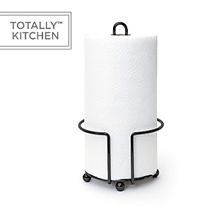 Totally Kitchen Paper Towel Holder | Simple Tear Standing Paper Towel Dispenser | Heavy Duty Metal Construction | Fits Rolls | Matte Black