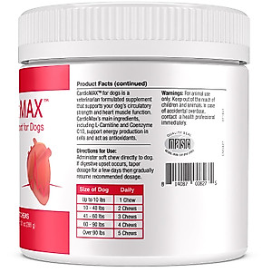 CardioMAX Heart Support Supplement for Dogs - L-Taurine, L-Carnitine, EPA & DHA, Coenzyme Q10 - Aids Circulatory Strength, Cardiovascular Support, Heart Muscle Function - Made in USA - 360 Soft Chews
