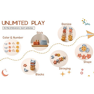 Youuys Stacking Montessori Toys for Toddler 1 2 3 Year Old, Shape Sorter Silicone Sorting and Stacking Toys - Preschool Fine Motor Skill Toy Sorter Puzzles Boys Girls Gifts 18+ Months Old （Square）