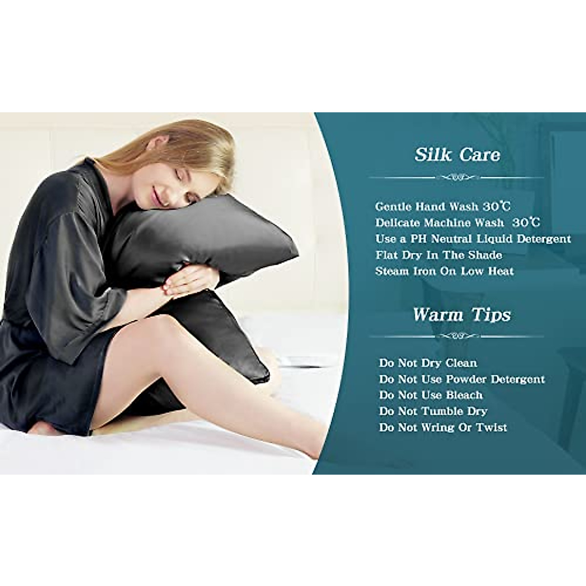 Silk Pillowcase for Hair and Skin with Hidden Zipper, Natural Mulberry Silk Pillowcase+Silk Eyemask, Queen 20''x30'' Both Side Allergen Proof Soft Smooth 20 Momme 600 Thread Count Silk Pillow Cover