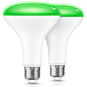 L LOHAS LED Christmas Green Flood Light Bulbs, Christmas LED BR30 Pure Green Flood Light Indoor 65W Equivalent, 11 Watt Colored Can Light Bulbs E26, for Holiday Party Decoration, New Year, 2 Pack