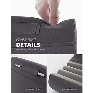 Lamicall Tablet Stand, Tablet Pillow Holder - Soft Pad for Bed, Lap Tablet Dock with Stylus Mount & Pocket, for iPad Pro 12.9, Air, Mini, Kindle, Galaxy Tab and 4-13" Tablet, Dark Grey