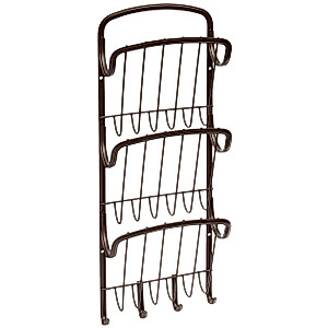 Spectrum Diversified Ashley 3-Tier Letter Holder & Key Rack Triple Wall Mount Hooks, Mail Holder for Home & Office Organization, Bronze