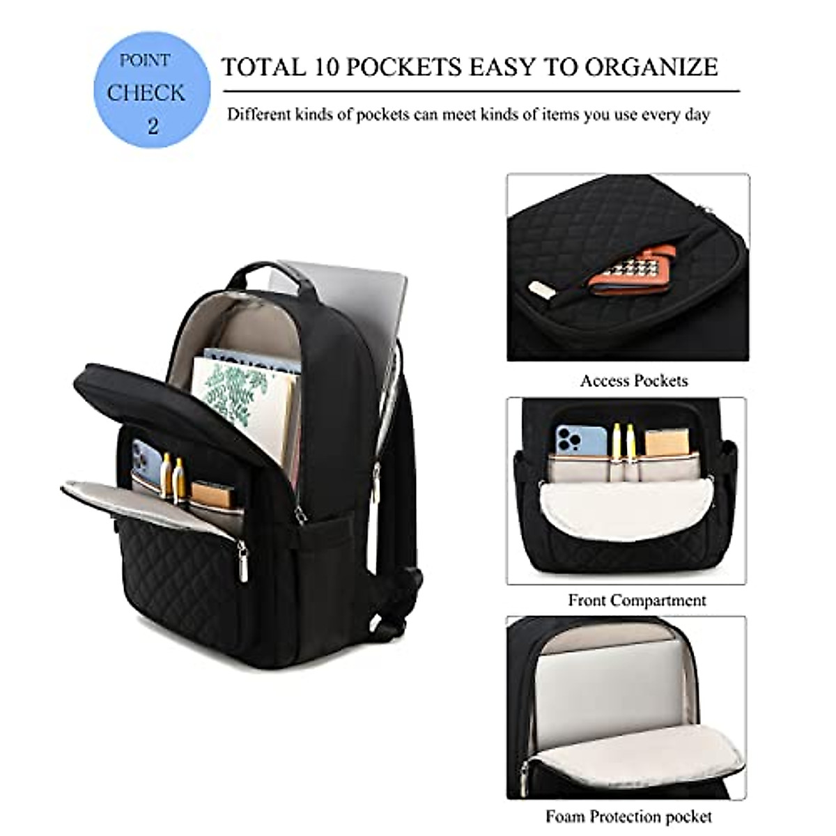 Shaelyka Laptop Backpack for 15.6 inches Laptop, Water-resistant, Large Capacity Backpack for College