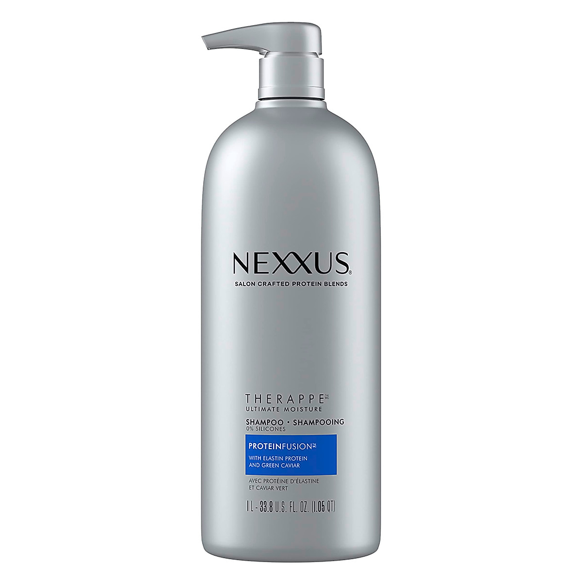 Nexxus Therappe Moisturizing Shampoo for Dry Hair Ultimate Moisture Silicone-Free, ProteinFusion with Elastin Protein and Green Caviar 33.8 oz