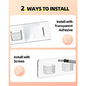 MaxGear Sunglasses Organizer 2 Pack, Wall Mounted Glasses Holder, Clear Acrylic Display Rack for Multiple Eyeglasses Organizer, Ideal for Home and Office, 14 Slots