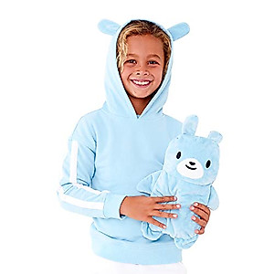 Cubcoats Kids Transforming 2 in 1 Pullover Sweatshirt with Hood and Convertible Soft Character Plushie, Benn 8 to 9