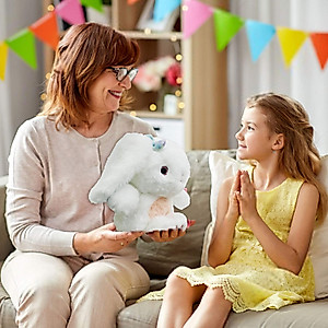 Prefilled Jumbo Easter Eggs with 9.8 inch White Easter Plush Bunny Stuffed Animal Easter Gifts for Kids Boys Girls, Easter Basket Stuffers/Fillers, Easter Egg Hunt, Easter Party Favor