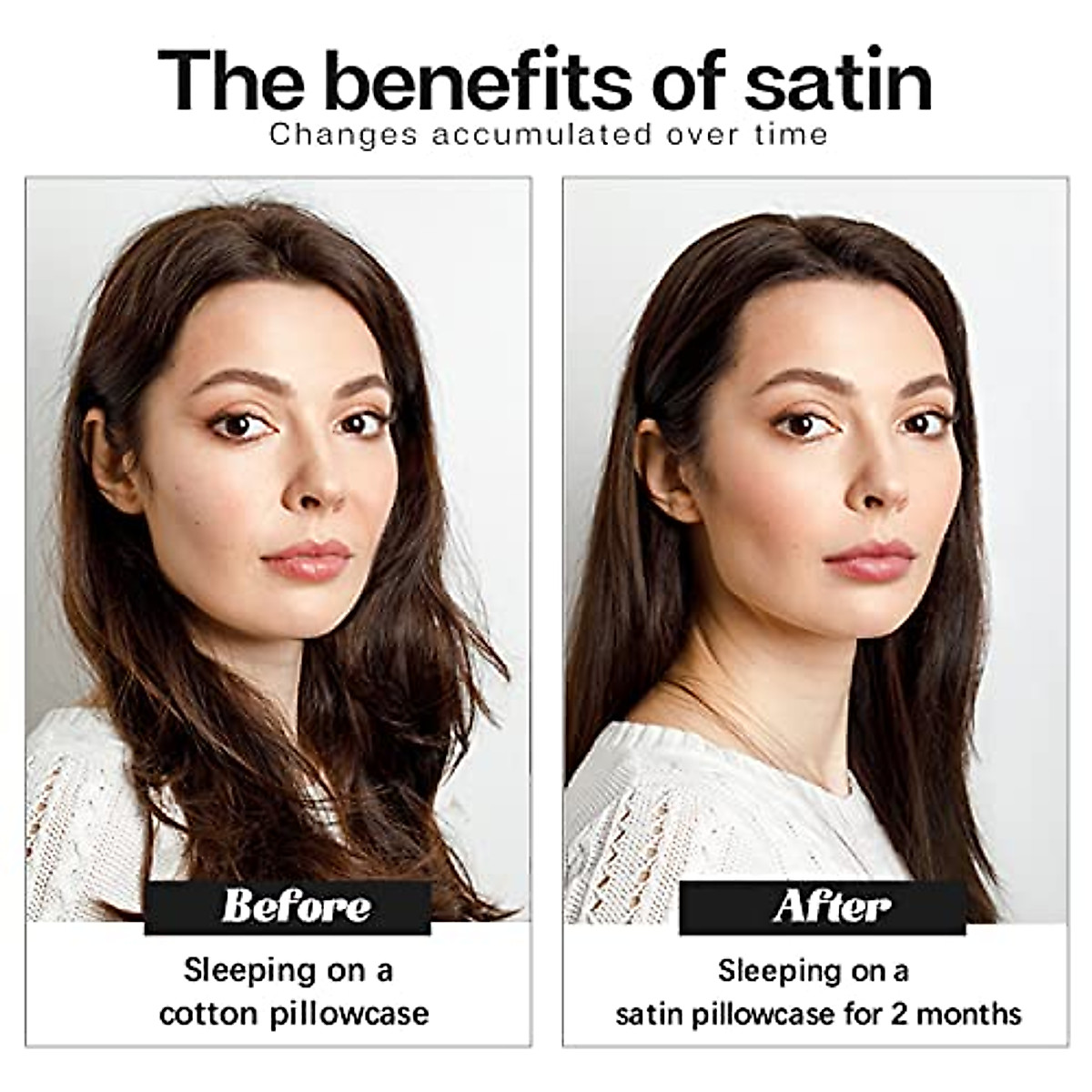 MR&HM Satin Pillowcase for Hair and Skin, Silk Satin Pillowcase 2 Pack, Standard Size Pillow Cases Set of 2, Silky Pillow Cover with Envelope Closure (20x26, Black)