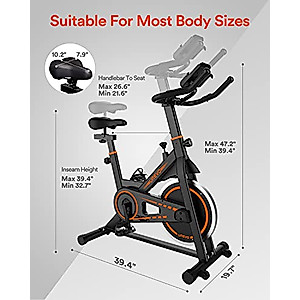 UREVO indoor Cycling Bike, Stationary Exercise Bike 350 lbs Weight Capacity，Ipad Mount, Comfortable Seat Cushion, Silent Belt Drive Cycle Bike for Home Workouts Gym