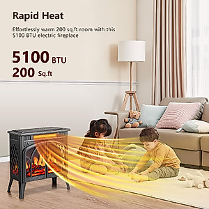 Havato Electric Fireplace 25" with Remote Control, Adjustable Realistic Flame, 2 Heating Modes, Sleep Timer, Overheating Protection. Ideal for Indoor Electric Fireplace Stove, Infrared Heater, Grey