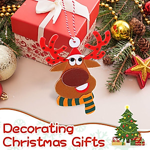 Poen 36 Pcs Christmas Felt Crafts for Boys Girls Christmas Elk Reindeer Ornaments Felt Crafts Kit Holiday DIY Art Craft for Xmas Tree Party Decoration Supplies