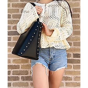 Michael Kors Women's Manhattan Smooth Leather Shoulder Tote Bag Black/Gold