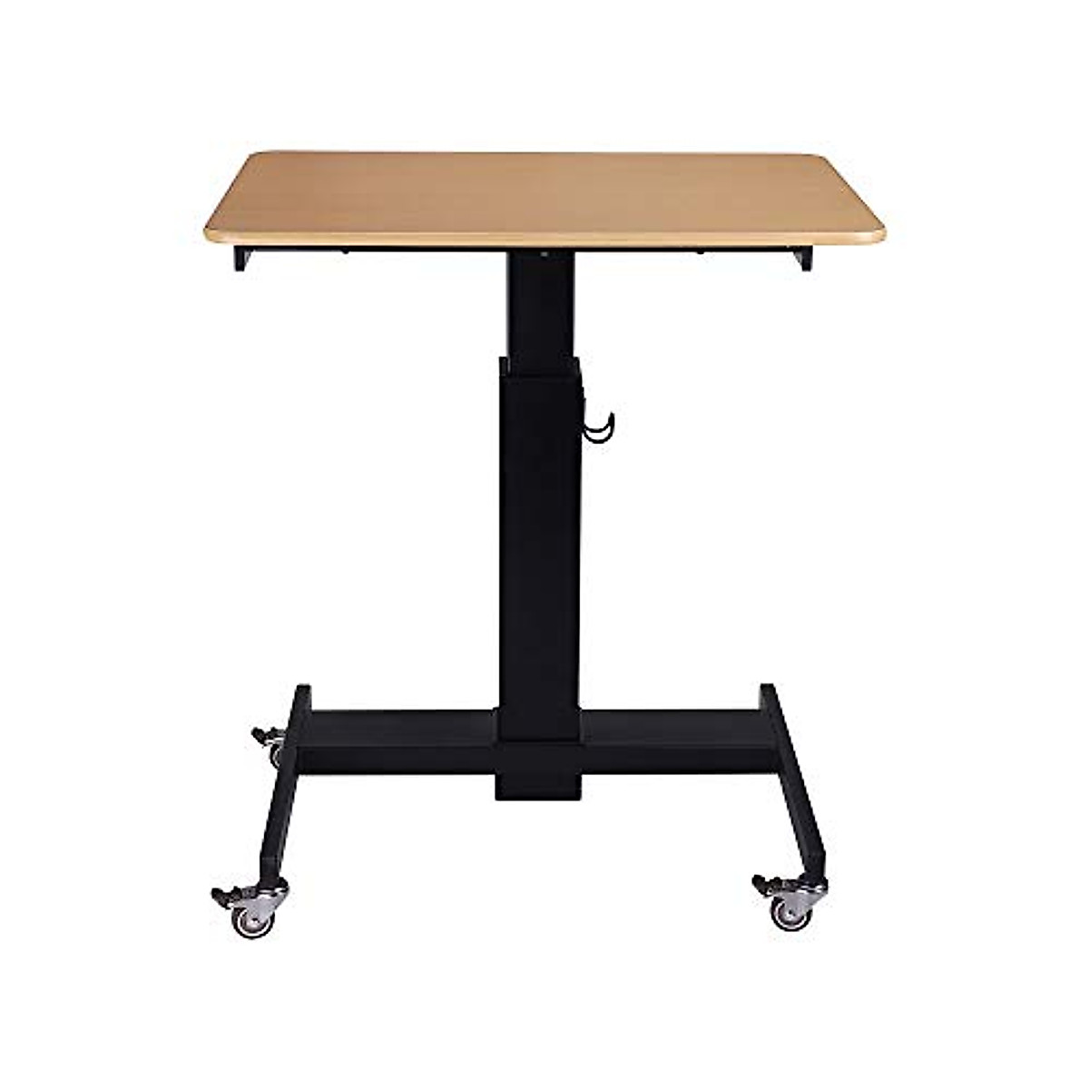 Rocelco 28" Height Adjustable Mobile School Standing Desk - Quick Sit Stand Up Home Computer Workstation - Gas Spring Assist Office Laptop Riser Cart - Wood Grain (R MSD-28)