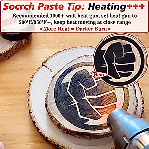 Scorch Paste - Wood Burning Paste, Wood Burning Gel Marker for Crafting & Stencil Wood Burning, Stable Heat Activated Paste, Accurately & Easily Burn Designs on Wood and Arts - 3 OZ