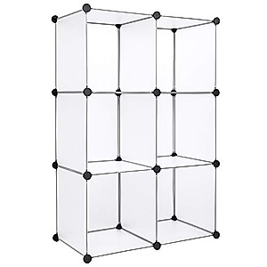 6 Storage Cube 13.8" x 13.8" Cube Organizer DIY Plastic Cube Storage Shelves Cabinet Cubby Shelving Bookshelf Clothes Dresser Closet Storage Playroom Cube Toy Organizer Cabinet (6-Cube, White)