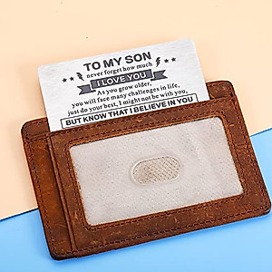Son Valentines Day Gifts from Mom Teen Boy Christmas Stocking Stuffer Birthday Graduation Wedding Gifts for Baby Adult Son Boys Teenagers To My Son Wallet Card Inspirational Gift for Step Son In Law