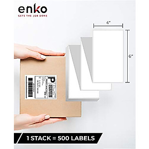 enKo 4 x 6 Thermal Labels Fan Fold Labels Compatible for Rollo Printer Labels - 1 Stack of 500 4x6 Label Zebra Printer - Mailing Postal Label Paper, Perforated, Permanent Adhesive