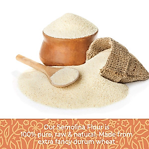 Semolina Flour 2lbs / 32oz, Fine Semolina Flour for Pasta, Pizza Dough, Cake Flour and Bread Flour, 100% Fine Ground All-Natural Durum Wheat From CANADA.
