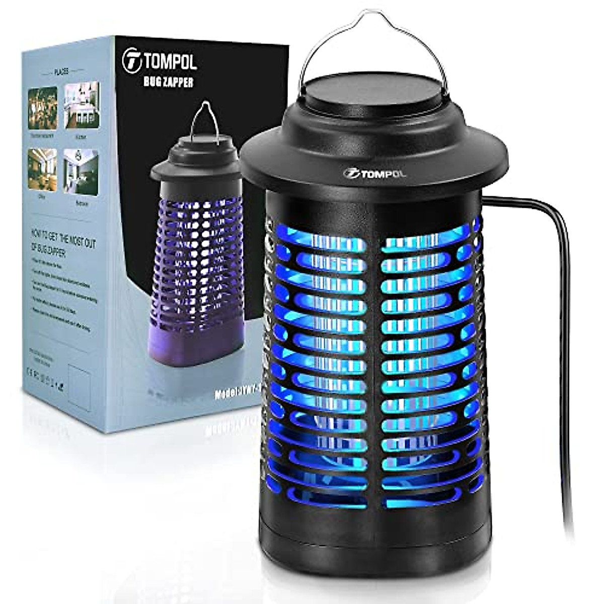 TOMPOL Bug Zapper for Indoor and Outdoor, 4200V Electric Mosquito Zapper, High Powered Pest Control Waterproof, Insect Killer for Home, Kitchen, Backyard, Camping