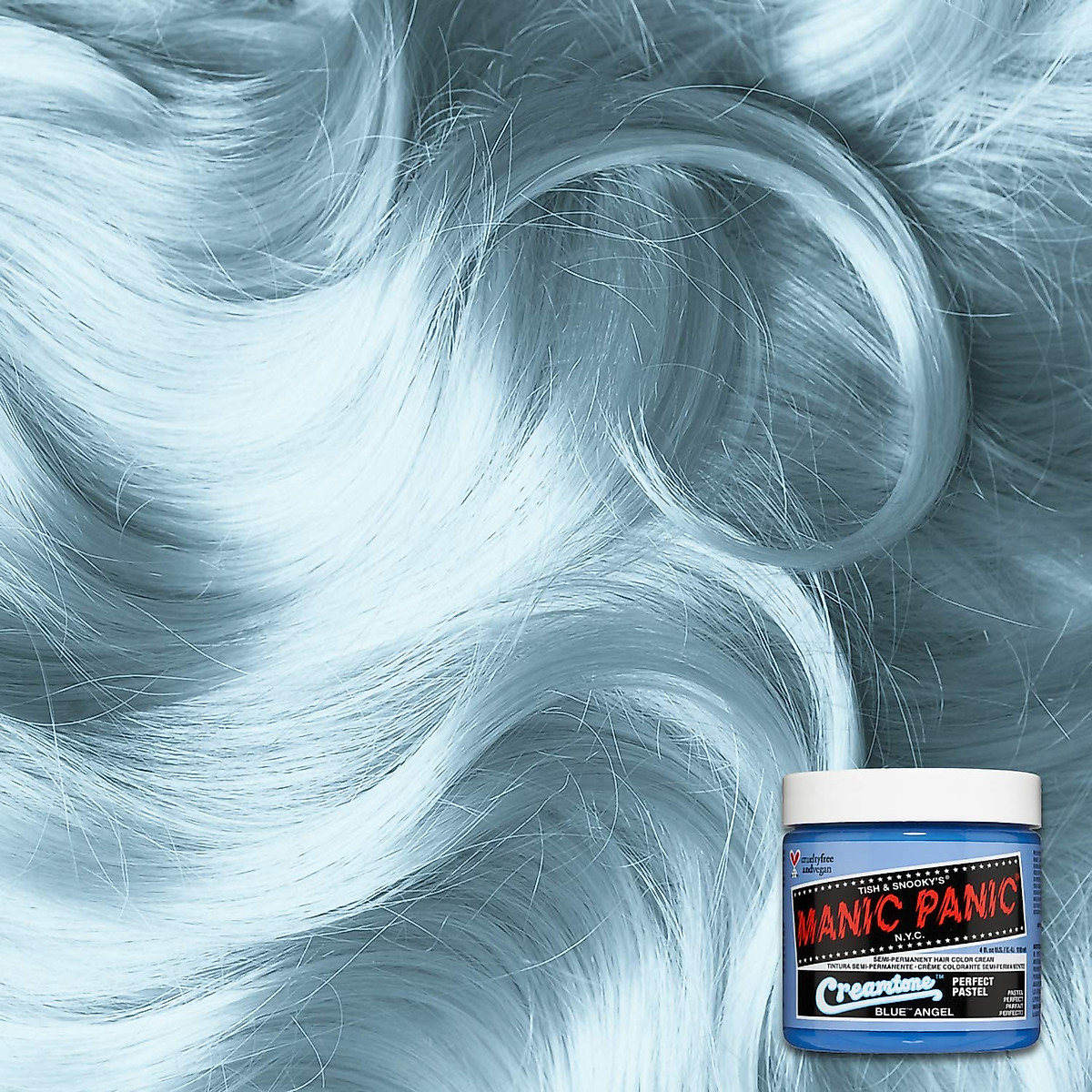 MANIC PANIC Blue Angel Hair Dye – Creamtone Perfect Pastel - Semi-Permanent Hair Color - Light, Sky Pastel Blue Hair Dye - Vegan, PPD & Ammonia-Free - For Coloring Hair on Women & Men