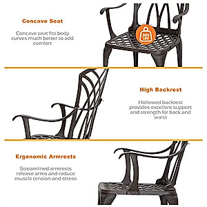 Nuu Garden 5 Pieces Patio Dining Set, Cast Aluminum Outside Table and Chairs with 4 Chairs and 33 Inch Round Bistro Table with Umbrella Hole for Backyard Deck Lawn and Garden Antique Bronze